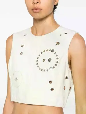 Chloé Stud-embellished Crop Top - Neutrals