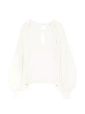 Chloé Cut-out Puff-sleeve Sweater - Neutrals