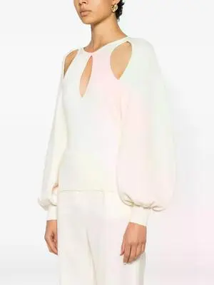 Chloé Cut-out Puff-sleeve Sweater - Neutrals