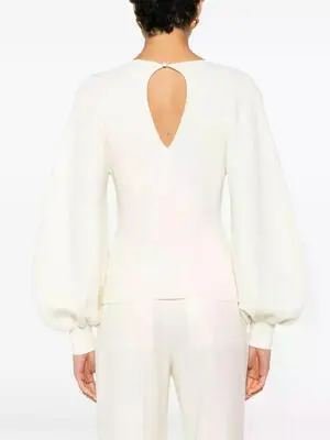 Chloé Cut-out Puff-sleeve Sweater - Neutrals