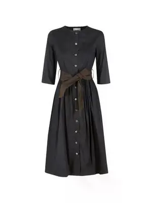 KILTIE Belted Button-front Midi Dress