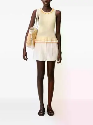 Claudie Pierlot Floral Embellished Ribbed Knit Top - Yellow
