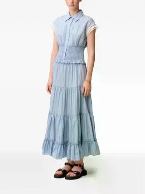 Claudie Pierlot Sleeveless Striped Shirt With Lace Trim