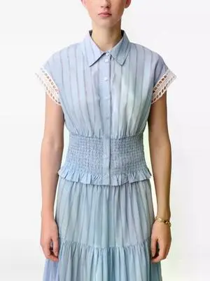 Claudie Pierlot Sleeveless Striped Shirt With Lace Trim
