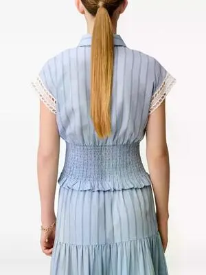 Claudie Pierlot Sleeveless Striped Shirt With Lace Trim