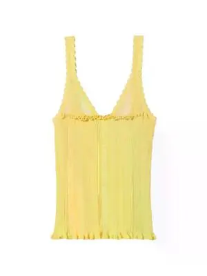 Claudie Pierlot Ruffled Pointelle-knit Tank Top