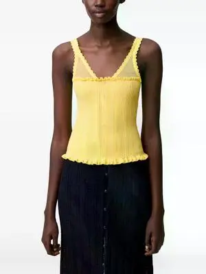 Claudie Pierlot Ruffled Pointelle-knit Tank Top