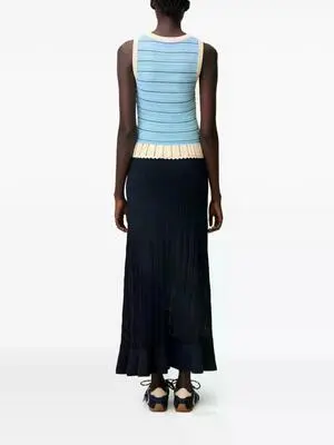 Claudie Pierlot Sleeveless Striped Knit Top With Peplum Hem