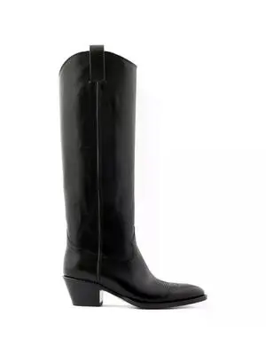 BUTTERO® Embroidered Leather Boots - Black
