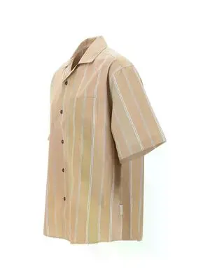 PAOLO PECORA Striped Boxy-fit Shirt - Neutrals