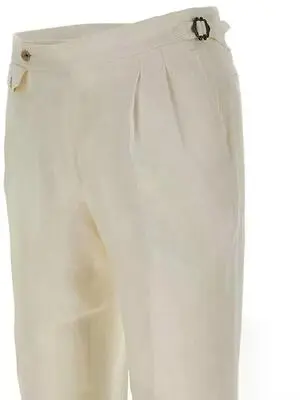 BARBA NAPOLI Pleated Linen Trousers