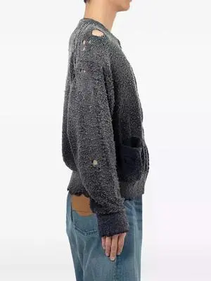 Mihara Yasuhiro Distressed Zip-up Cardigan - Black