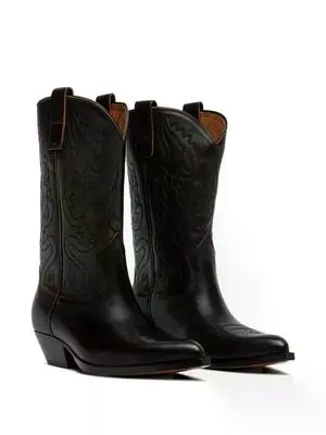 BUTTERO® Embroidered Leather Boots - Brown