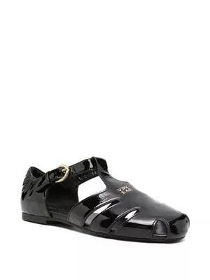 SERGIO MORETTI FIRENZE Patent Leather Cut-out T-bar Sandals