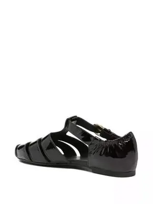 SERGIO MORETTI FIRENZE Patent Leather Cut-out T-bar Sandals