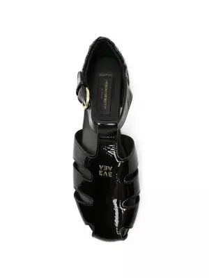 SERGIO MORETTI FIRENZE Patent Leather Cut-out T-bar Sandals