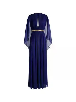 Alberta Ferretti Cape-sleeve Gown Dress - Blue