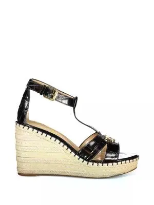 Ralph Lauren Crocodile-effect Espadrille Sandals - Black