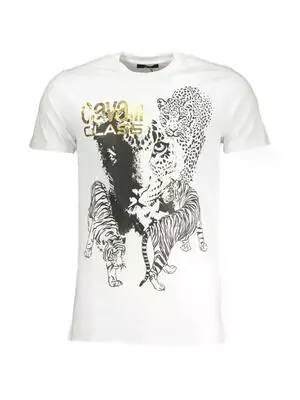 Roberto Cavalli Animal-print Cotton T-shirt - White