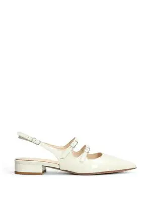 ANNA F. Patent-finish Slingback Flat Pumps
