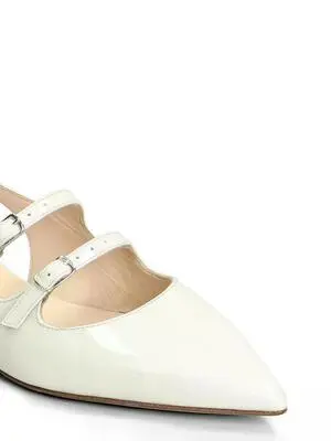 ANNA F. Patent-finish Slingback Flat Pumps
