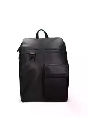 PIQUADRO Leather Backpack With Debossed Logo