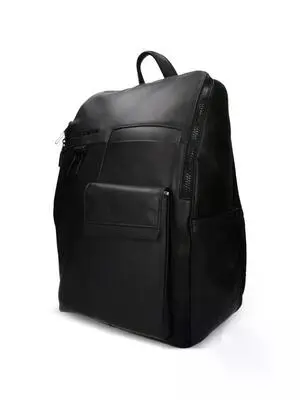 PIQUADRO Leather Backpack With Debossed Logo
