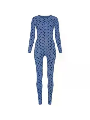 MARINE SERRE Moon-print Long-sleeve Jumpsuit - Blue