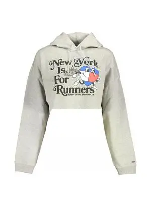 Tommy Hilfiger Graphic-print Cropped Hoodie - Grey