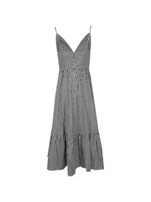 Michael Kors Gingham Ruched Midi Dress