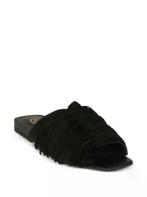 Ash Brigitte Fringe Knotted Sandals - Black