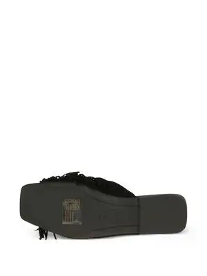 Ash Brigitte Fringe Knotted Sandals - Black
