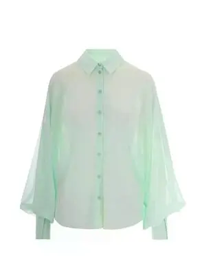 Patrizia Pepe Puff-sleeve Sheer Shirt