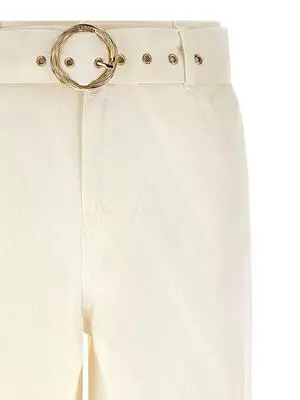 TWINSET Belted Wide-leg Jeans - Neutrals