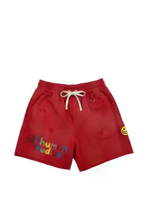 ALL HUMAN Embroidered Distressed Shorts