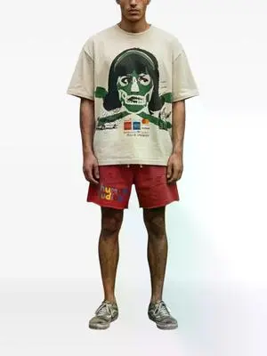 ALL HUMAN Embroidered Distressed Shorts