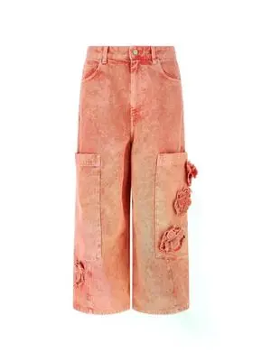 GANNI Floral-appliqué Cargo Jeans