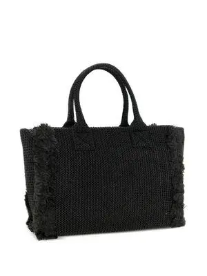 Pinko Raffia Beach Tote With Logo And Tassels