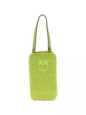 Pinko Love Birds Braided Raffia Smartphone Holder - Green
