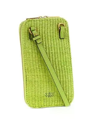 Pinko Love Birds Braided Raffia Smartphone Holder