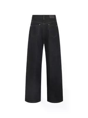 Brunello Cucinelli Contrast-stitch Wide-leg Jeans - Black