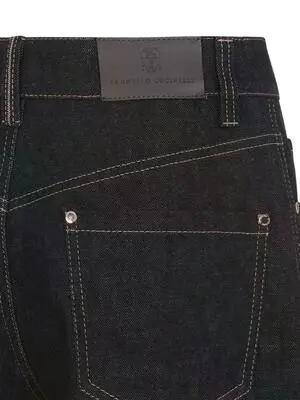 Brunello Cucinelli Contrast-stitch Wide-leg Jeans - Black
