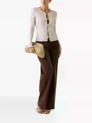Guess Embellished-button Ribbed Cardigan - Neutrals