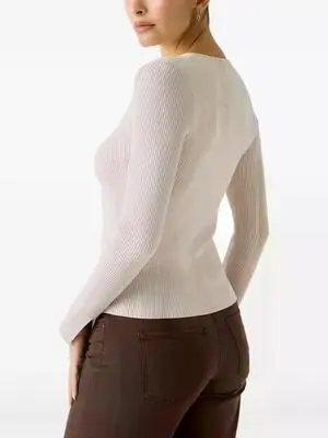 Guess Embellished-button Ribbed Cardigan - Neutrals