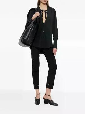 MAISON MARGIELA Frayed-edge Tie-fastening Shirt - Black