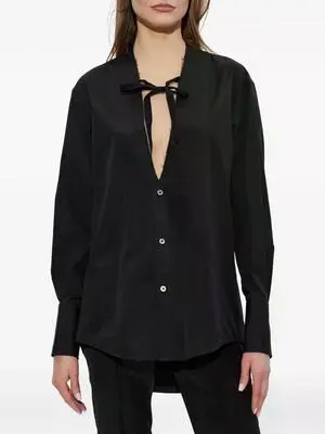 MAISON MARGIELA Frayed-edge Tie-fastening Shirt - Black