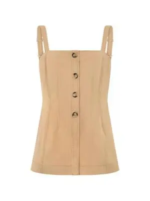 Veronica Beard Button-down Panelled Sleeveless Top - Neutrals