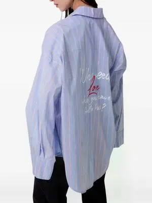 GAËLLE PARIS Oversized Striped Slogan-print Shirt