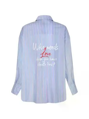 GAËLLE PARIS Oversized Striped Slogan-print Shirt