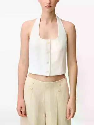 Claudie Pierlot Halterneck Button-up Waistcoat - White